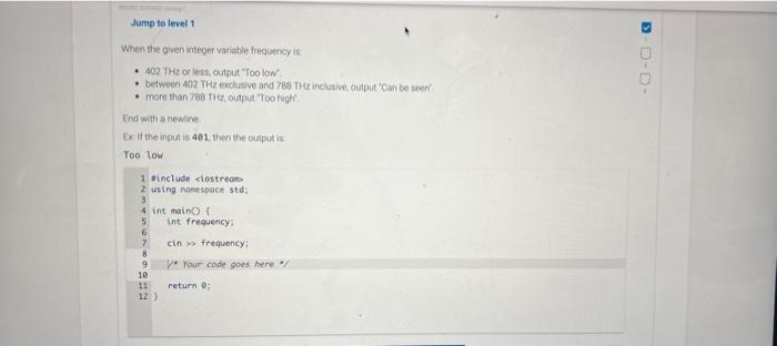 Solved Jump to level 1 When the given integer vatiatle | Chegg.com