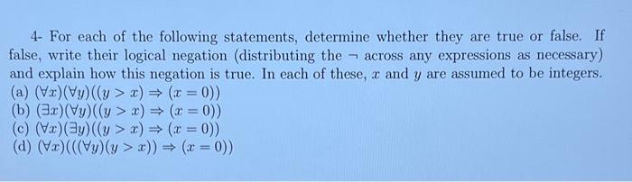 Solved 4- For each of the following statements, determine | Chegg.com