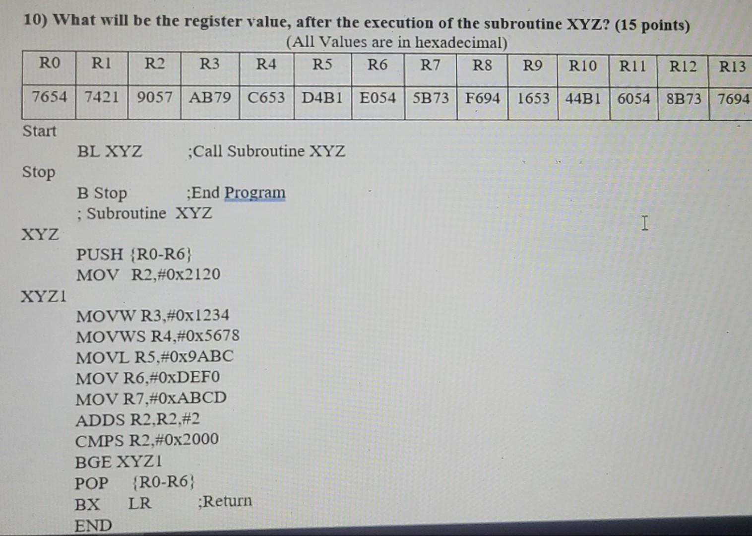 Solved 10) What will be the register value, after the | Chegg.com
