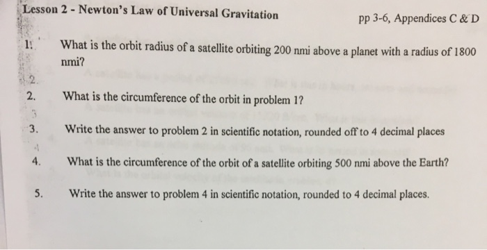 Solved Lesson 2 - Newton's Law of Universal Gravitation pp | Chegg.com