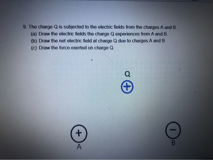 Solved 9. The charge Q is subjected to the electric fields | Chegg.com
