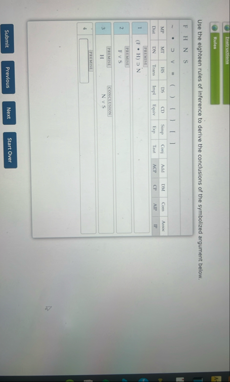 Solved Instruction:RulesUse the eighteen rules of inference | Chegg.com