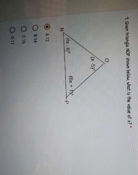 Solved 4. Given triangle NOP shown below, what is the value | Chegg.com