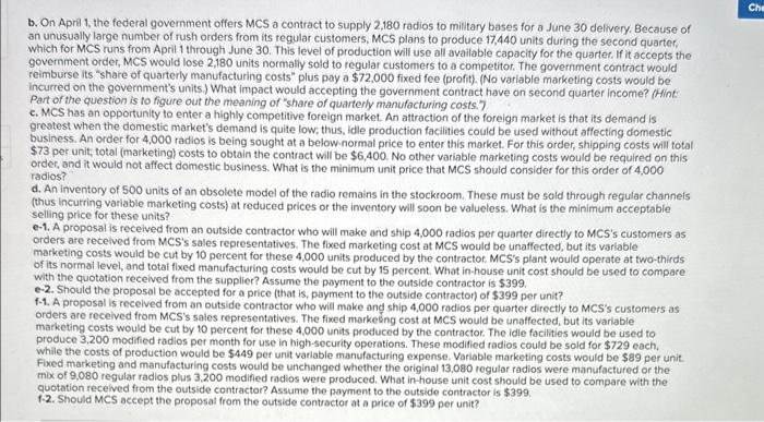 Solved Medbury Communications Systems (MCS) produces mobile | Chegg.com