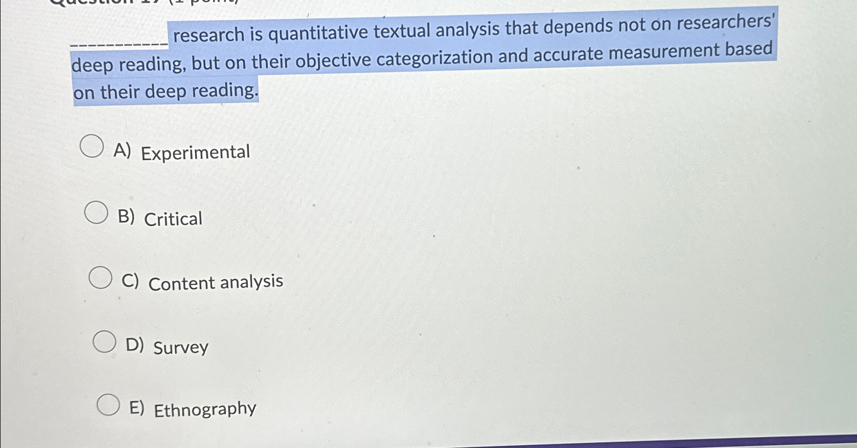 Solved research is quantitative textual analysis that | Chegg.com