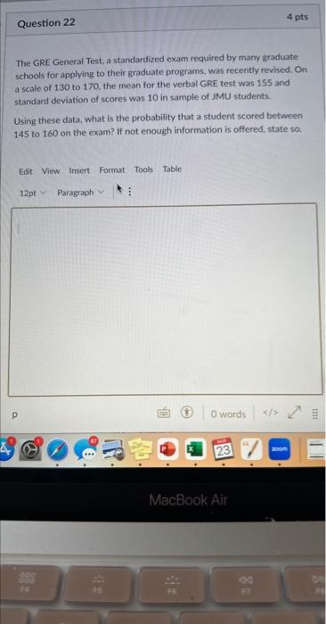 Solved The GRE General Test, a standardized exam required by | Chegg.com