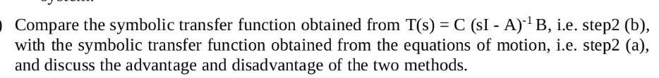 Compare the symbolic transfer function obtained from | Chegg.com