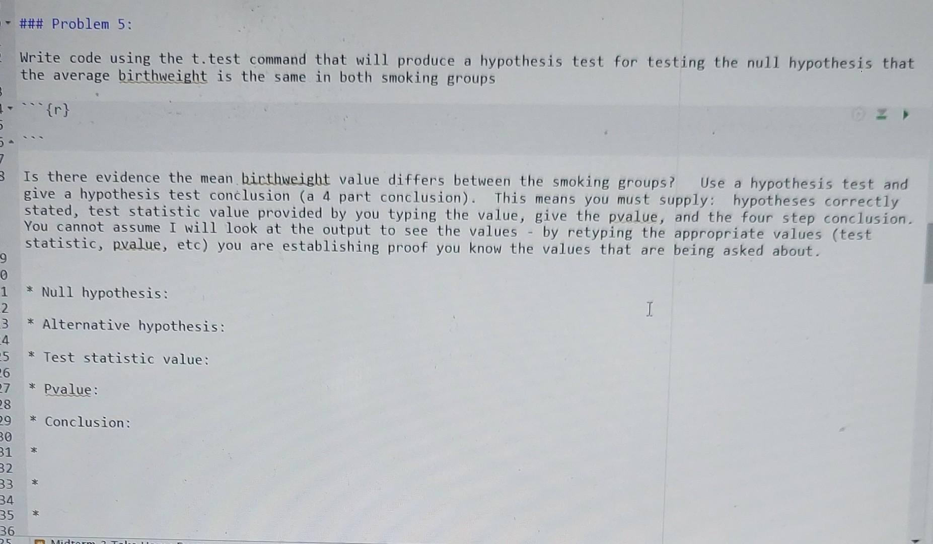 Solved Write code using the t.test command that will produce | Chegg.com Solved Write code using the t.test command that will produce | Chegg.com