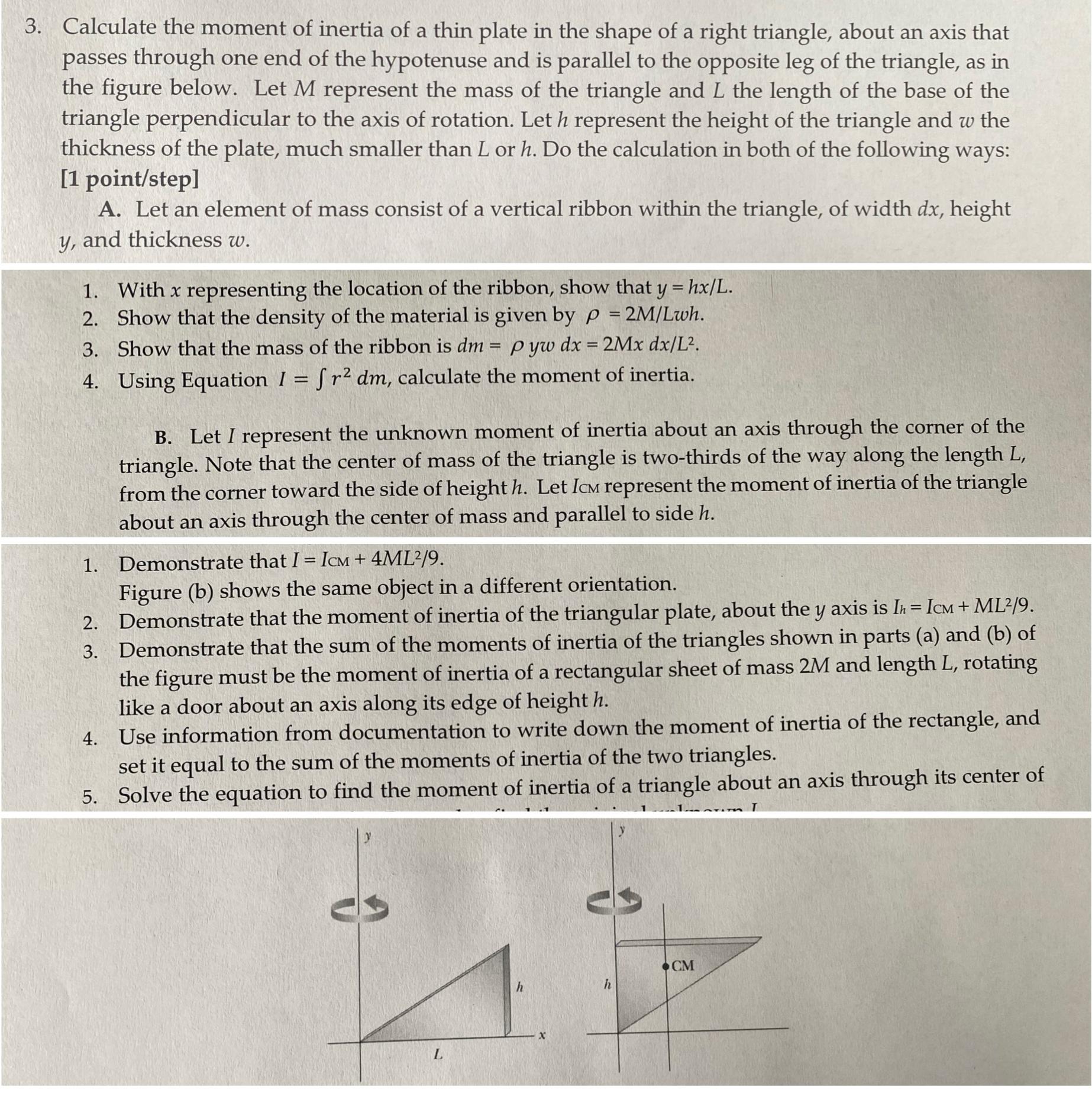 Solved Calculate the moment of inertia of a thin plate in | Chegg.com