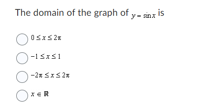 Solved The domain of the graph of y=sinx | Chegg.com