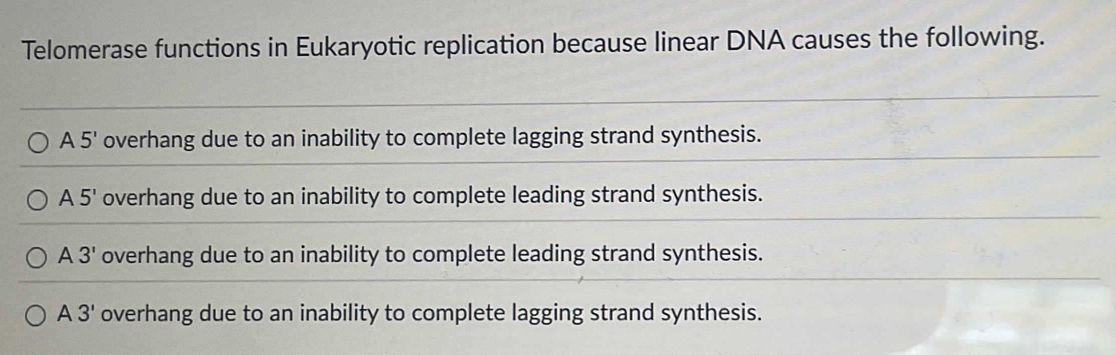 Solved Telomerase functions in Eukaryotic replication | Chegg.com