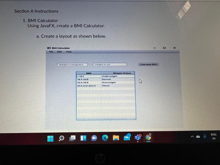 Solved Section A Instructions 1. BMI Calculator Using | Chegg.com
