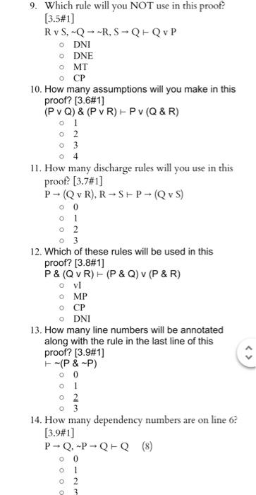 9. Which rule will you NOT use in this proof? [3.5#1] | Chegg.com
