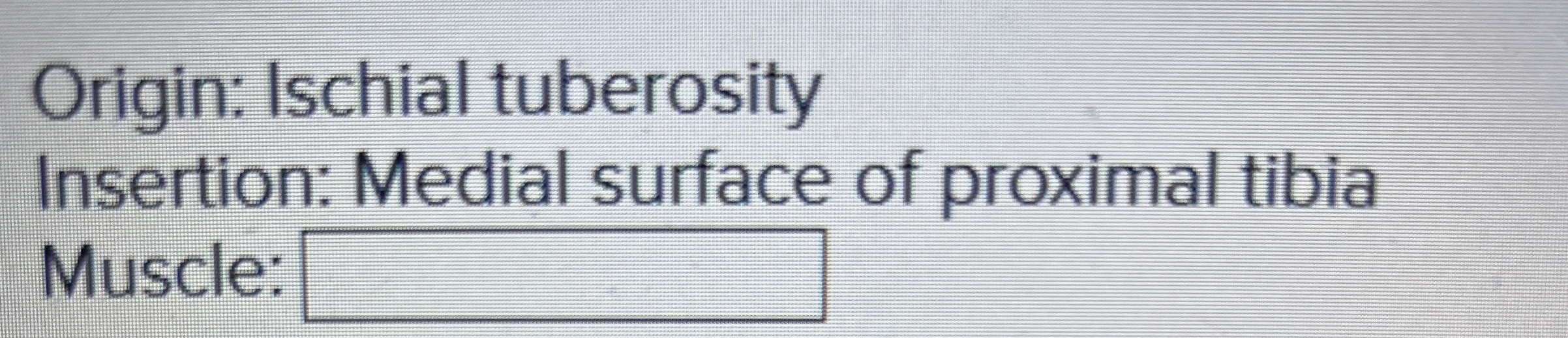 Solved Origin: Ischial tuberosity Insertion: Medial surface | Chegg.com