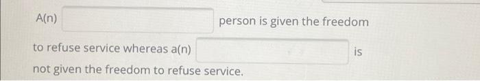 A(n) person is given the freedom is to refuse service | Chegg.com