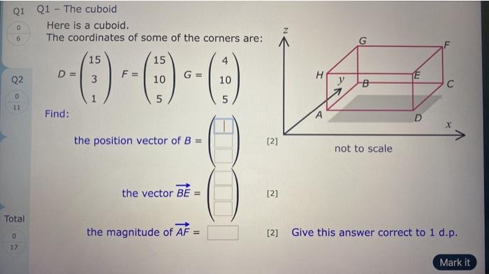 Solved Q1 Q1 - The cuboid Here is a cuboid. The coordinates | Chegg.com