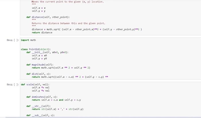 Solved import math elass Point2d: =mn A class that defines a | Chegg.com