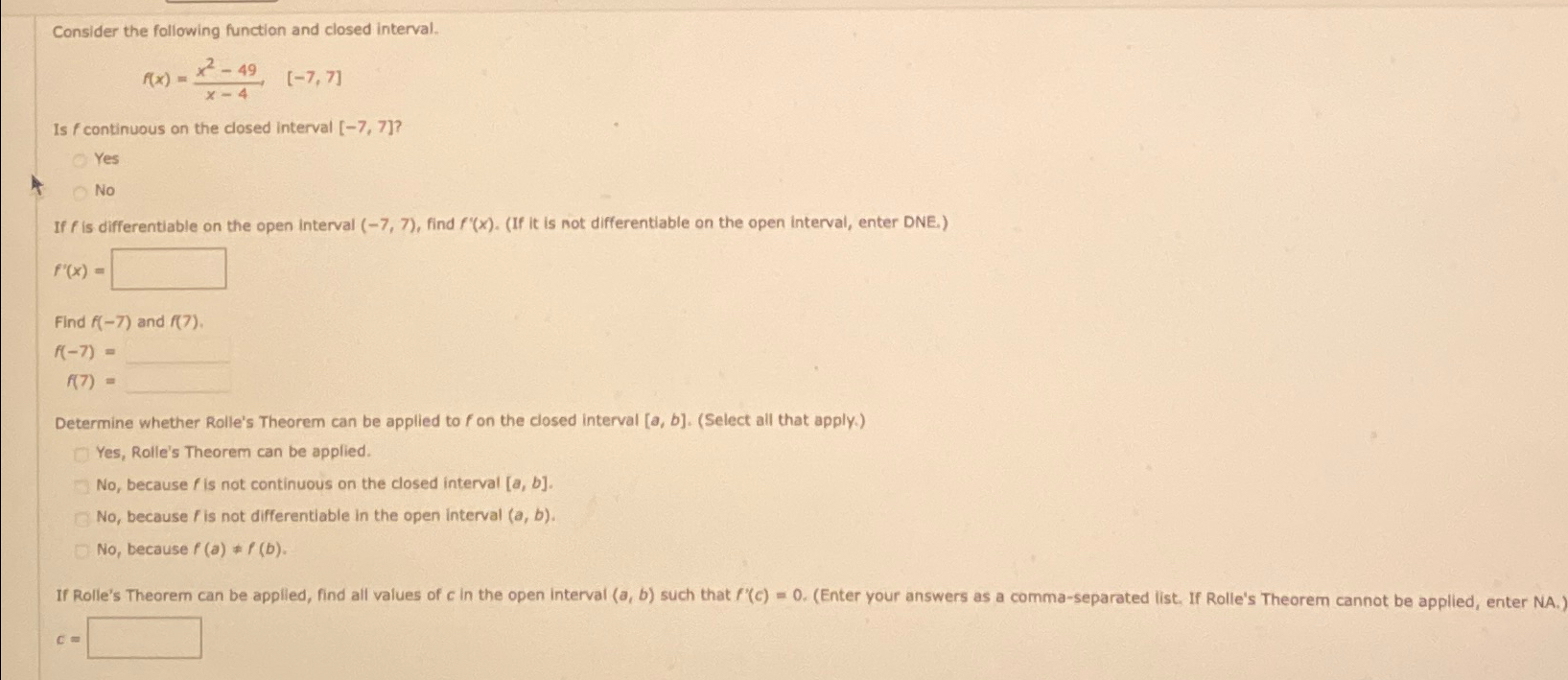 Solved Consider the following function and closed | Chegg.com