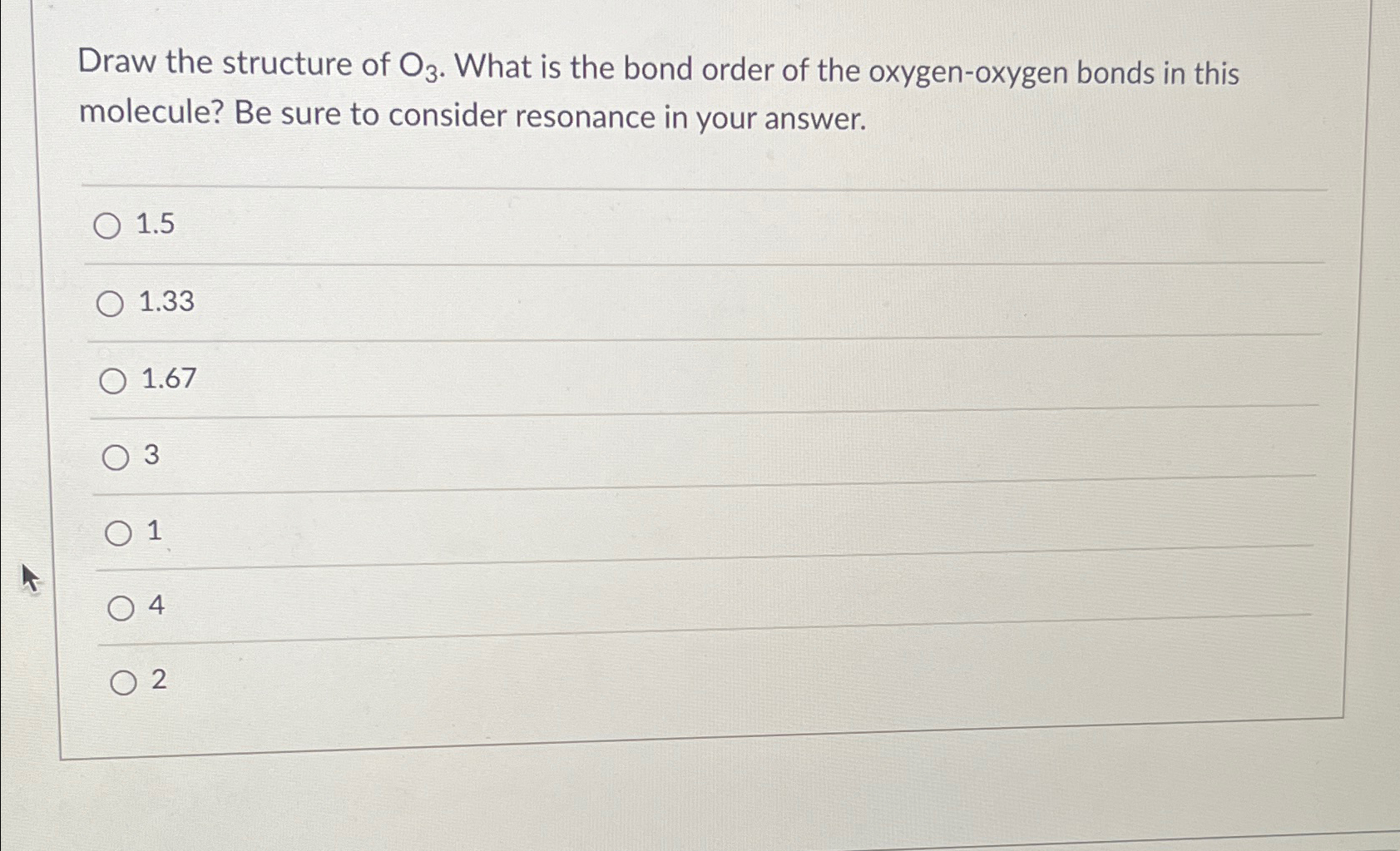 Solved Draw the structure of O3. ﻿What is the bond order of | Chegg.com
