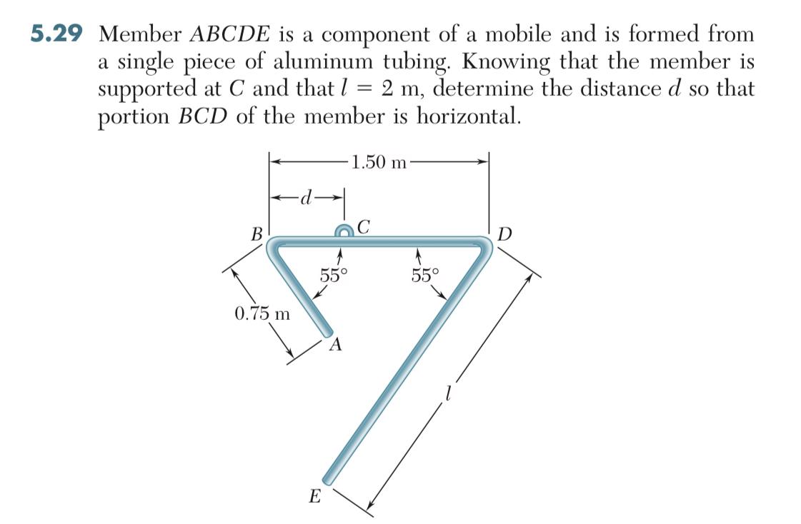 Solved 5.29 Member ABCDE is a component of a mobile and is | Chegg.com