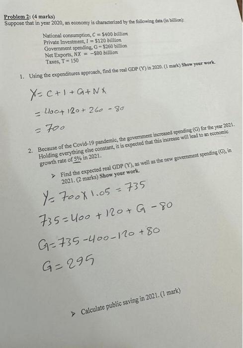 Solved Problem 2: (4 marks) Suppose that in year 2020 , an | Chegg.com