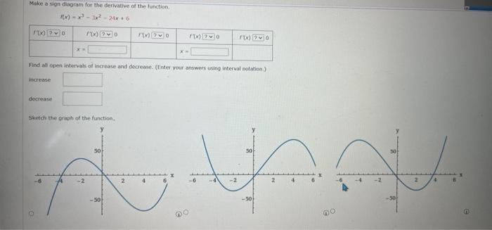 Solved Make a sign dugram for the derivative of the | Chegg.com