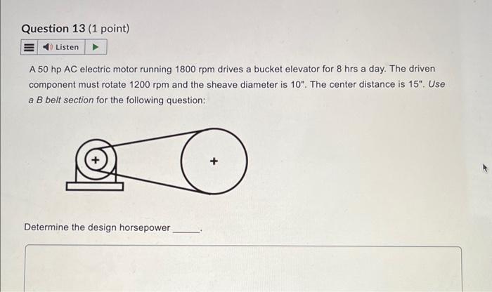 Solved A 50 ﻿hp AC electric motor running 1800 ﻿rpm drives a | Chegg.com