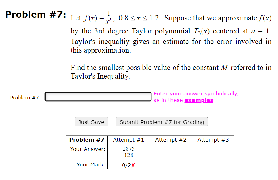 Solved Problem #7: Let f(x)=1x2,0.8≤x≤1.2. ﻿Suppose that we | Chegg.com