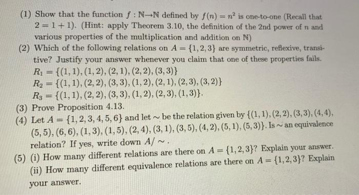 Solved (1) Show that the function f:N N defined by f(n) = n* | Chegg.com