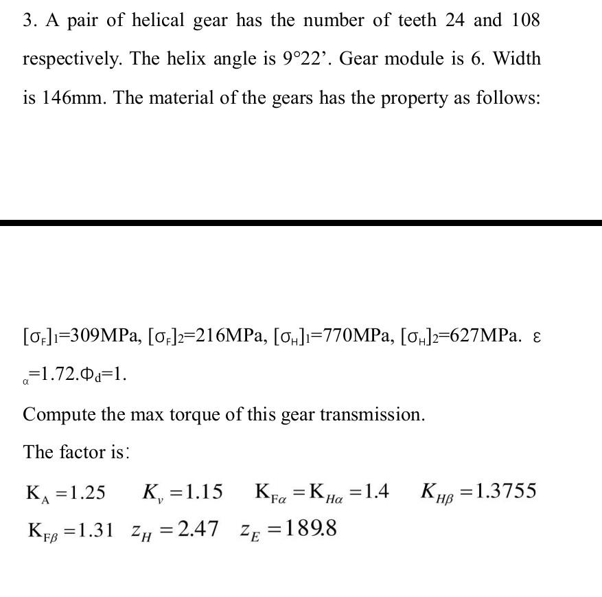 3. A pair of helical gear has the number of teeth 24 | Chegg.com