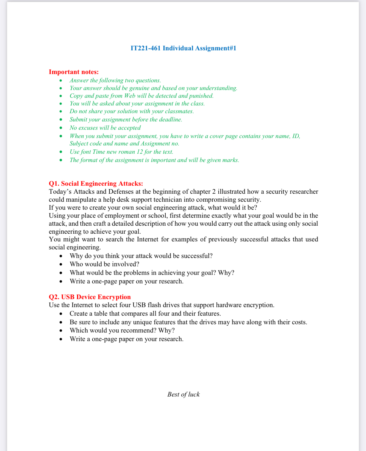 Solved IT221-461 ﻿Individual Assignment#1Important | Chegg.com
