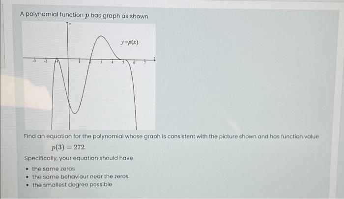 Solved A polynomial function p has graph as shown y-p(x) | Chegg.com