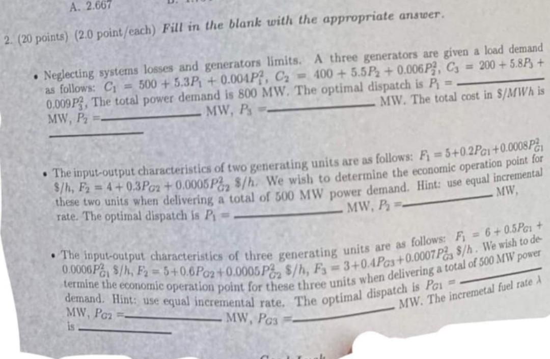Solved - Neglecting systems losses and generators limits. A | Chegg.com