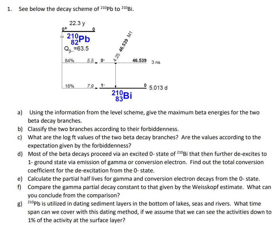 Solved a) ﻿Using the information from the level scheme, give | Chegg.com