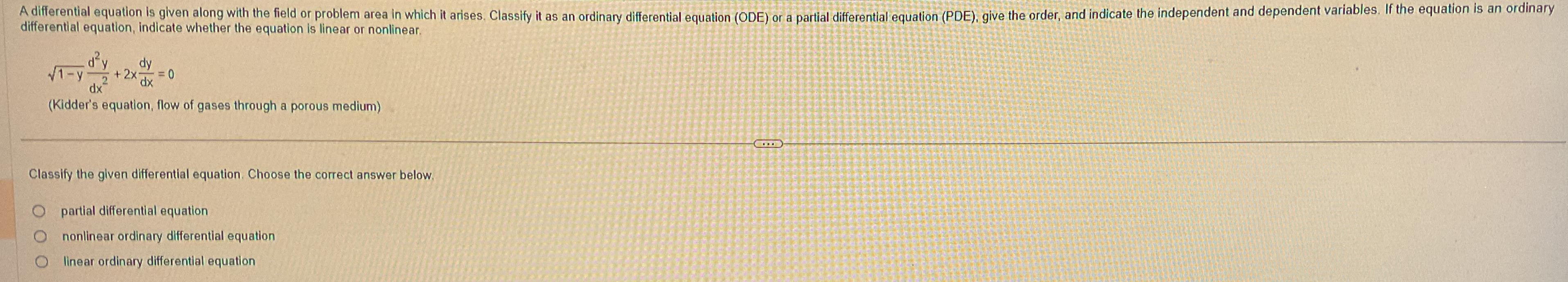 Solved Differential Equation Indicate Whether The Equation