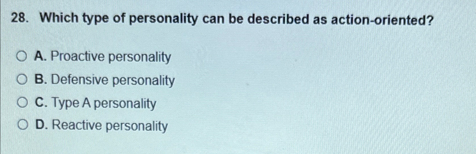 Solved Which type of personality can be described as | Chegg.com