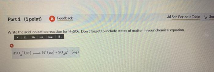 Solved Sec u See Periodic Table Part 1 (1 point) X Feedback | Chegg.com