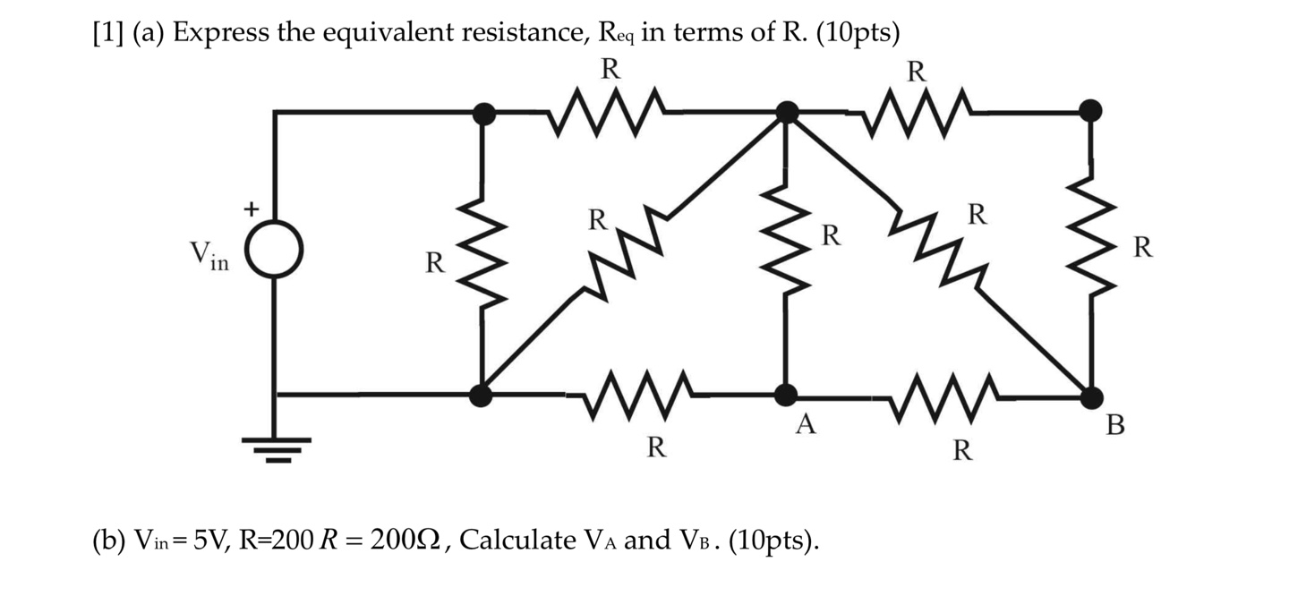 Solved [1] (a) ﻿Express the equivalent resistance, Req ﻿in | Chegg.com