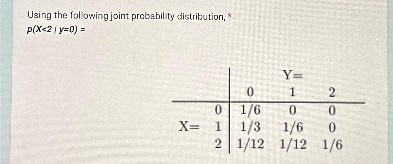 Solved Using the following joint probability distribution, | Chegg.com