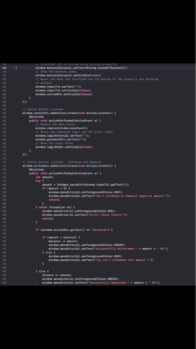 window. balanceValvelbl.setText(string value of | Chegg.com