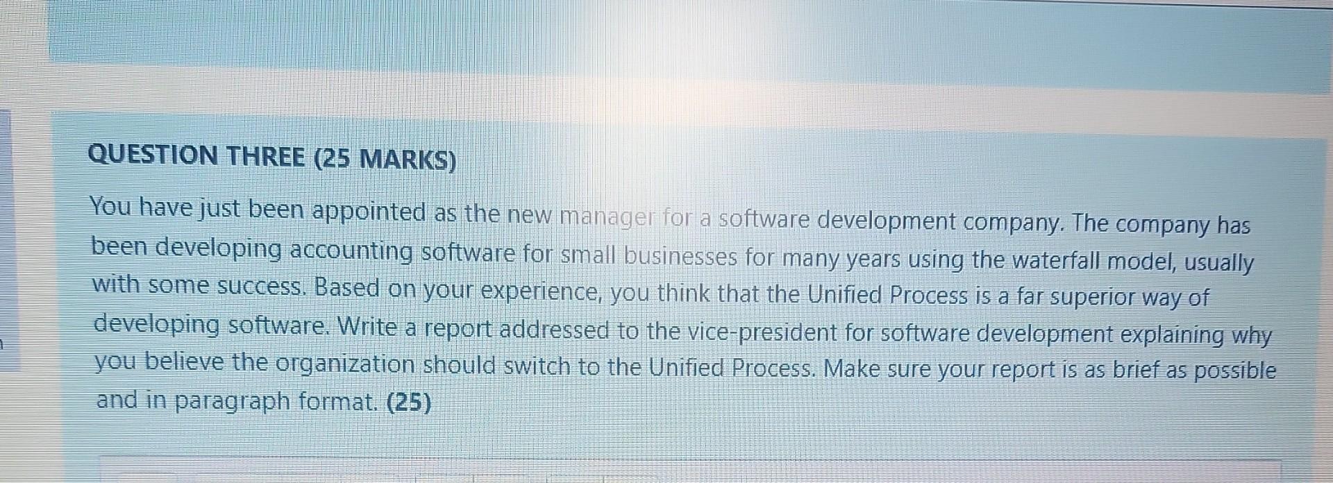 Solved QUESTION THREE (25 MARKS) You have just been | Chegg.com