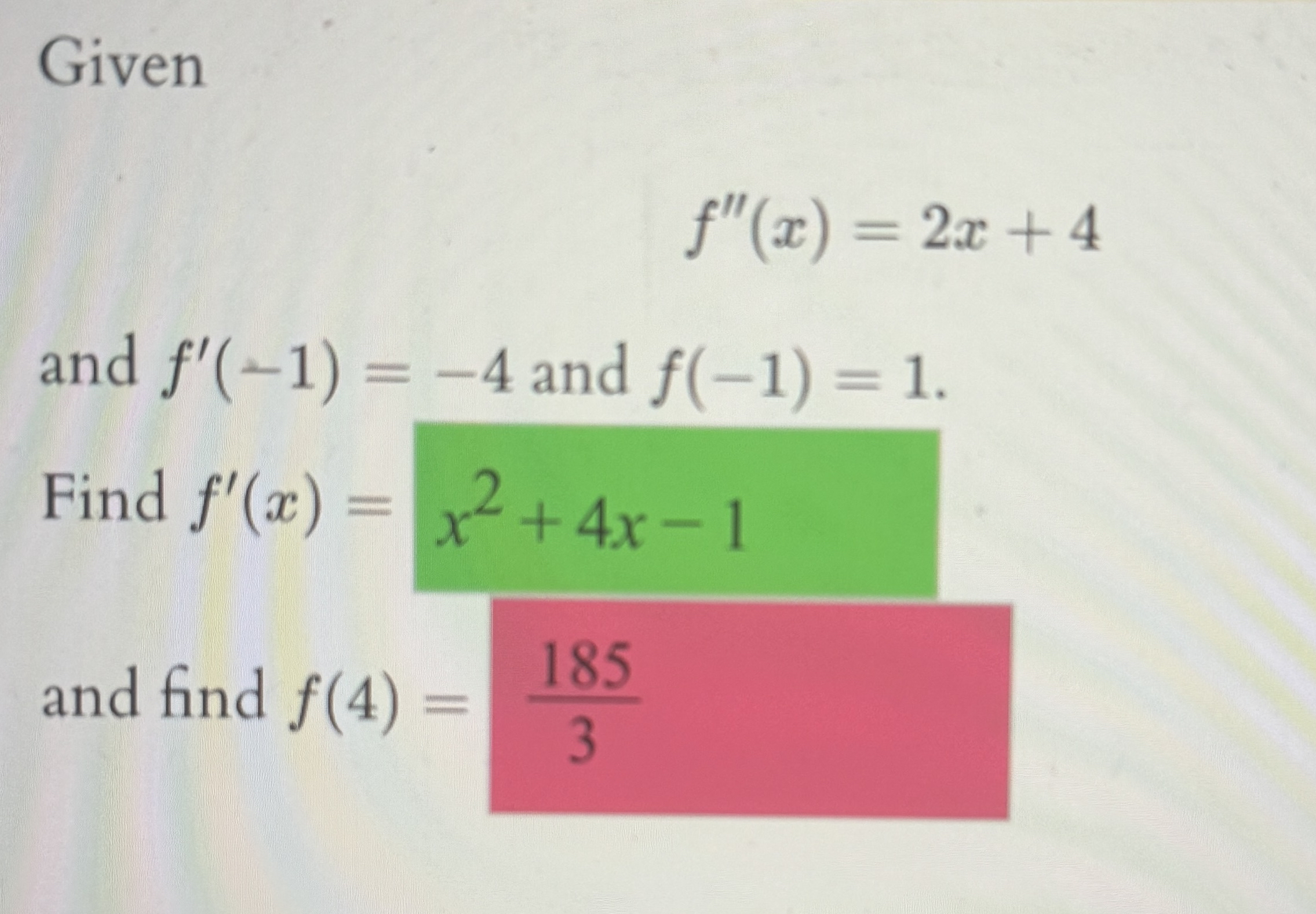 Solved Givenf X 2x 4and F 1 4 ﻿and F 1 1 Find