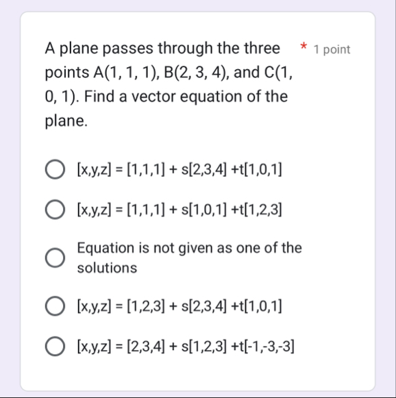 Solved A plane passes through the three1 ﻿point points | Chegg.com