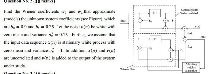 Solved Find the Wiener coefficients w0 and w1 that | Chegg.com