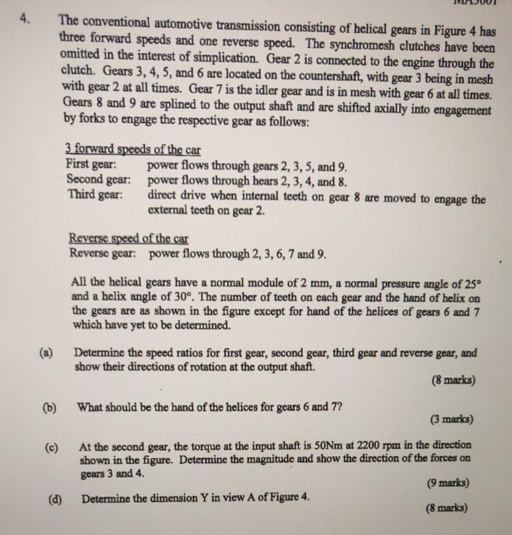 4. The conventional automotive transmission | Chegg.com