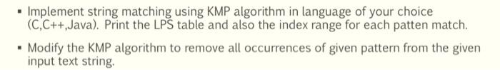 Solved Implement String Matching Using Kmp Algorithm In