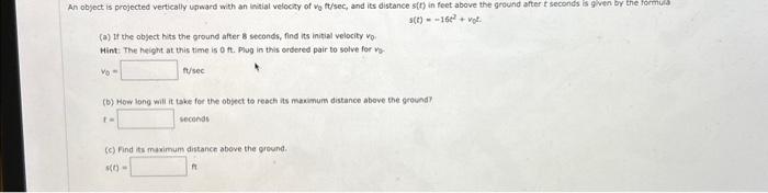 Solved An object is projected vertically upward with an | Chegg.com