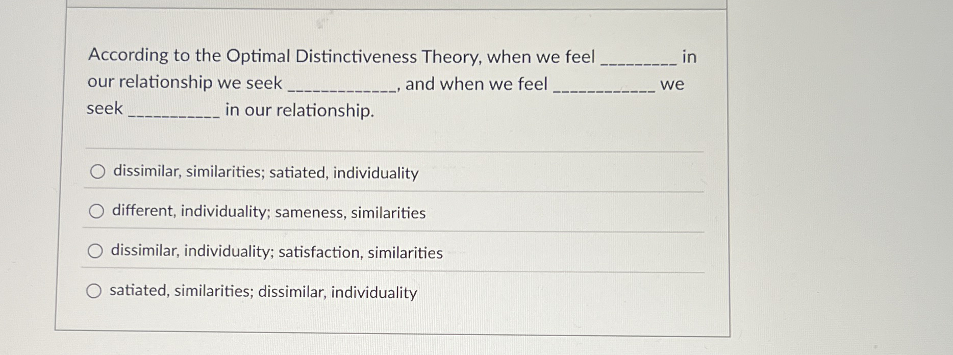 Solved According to the Optimal Distinctiveness Theory, when | Chegg.com