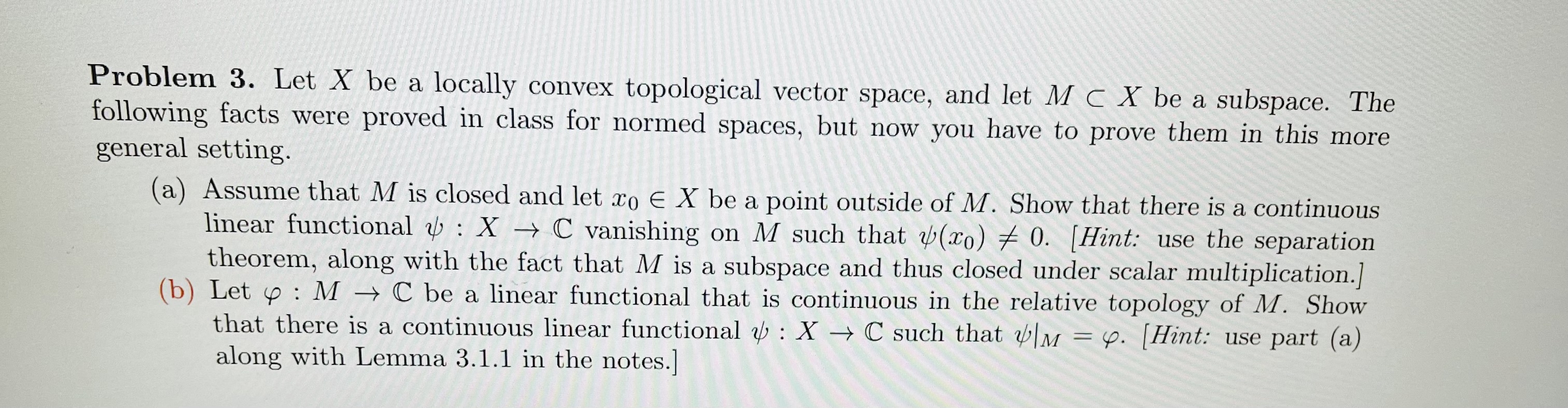 Solved Problem 3. ﻿Let x ﻿be a locally convex topological | Chegg.com
