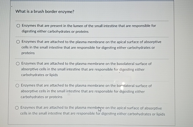 Solved What is a brush border enzyme?q,Enzymes that are | Chegg.com